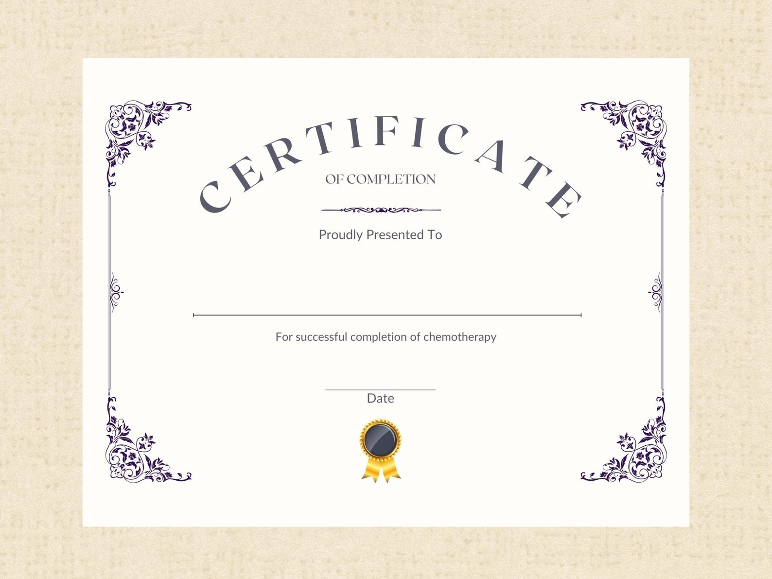 Cancer Chemo Treatment Completion Certificate - Instant Download ...
