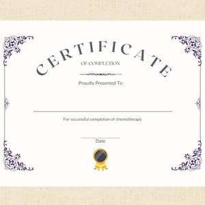 Cancer Chemo Treatment Completion Certificate - Instant Download ...