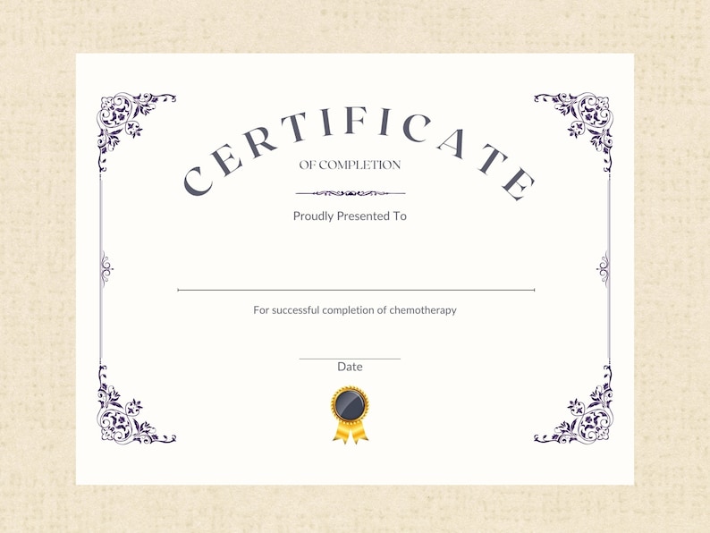 Cancer Chemo Treatment Completion Certificate - Instant Download ...