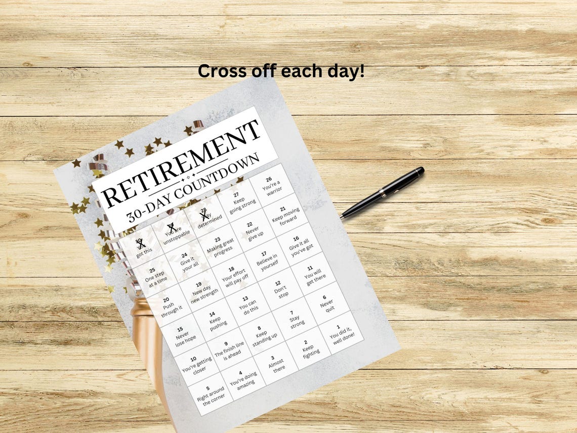 Retirement Countdown Calendar Instant Download Printable PDF - Etsy