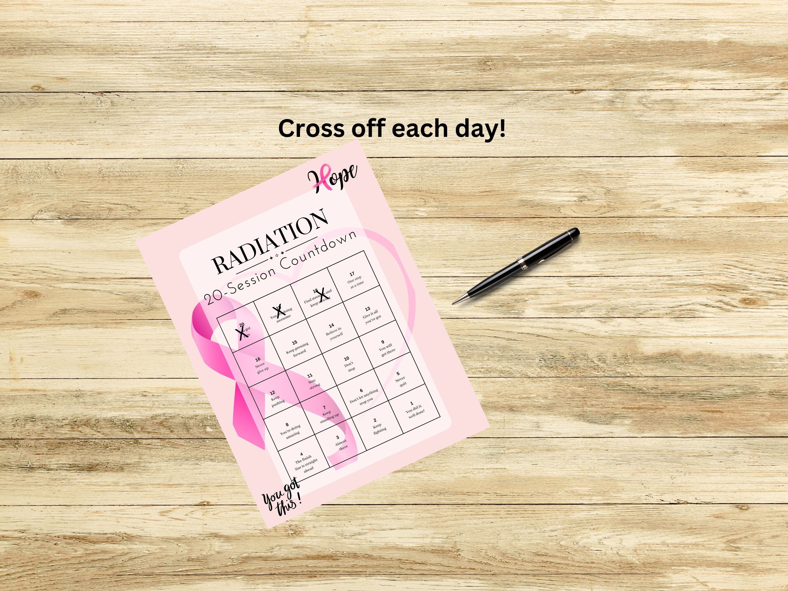 20-session Breast Cancer Radiation Treatment Countdown Calendar ...