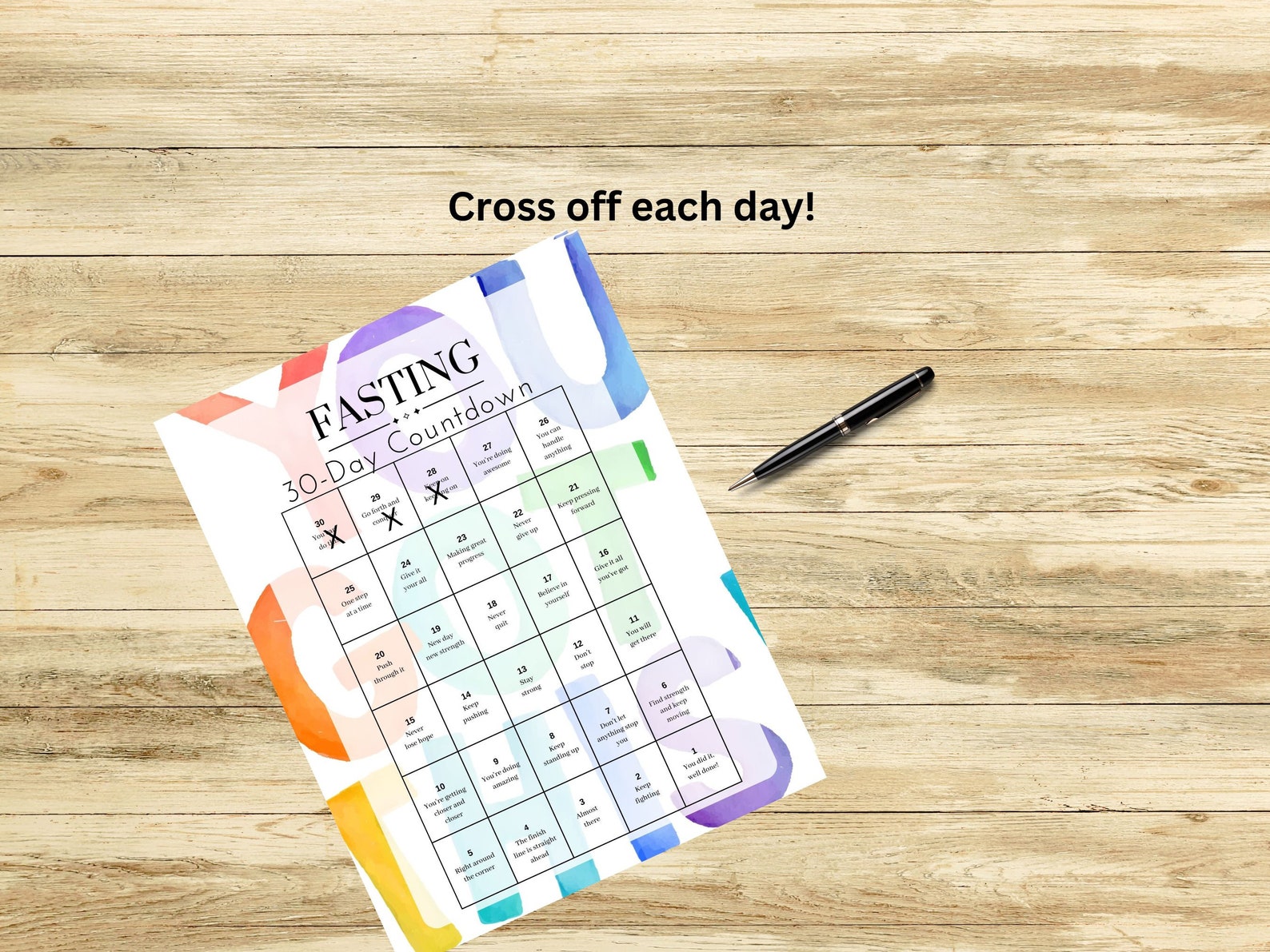Fasting 30 Day Challenge Countdown Calendar Tracker Printable; Daniel ...
