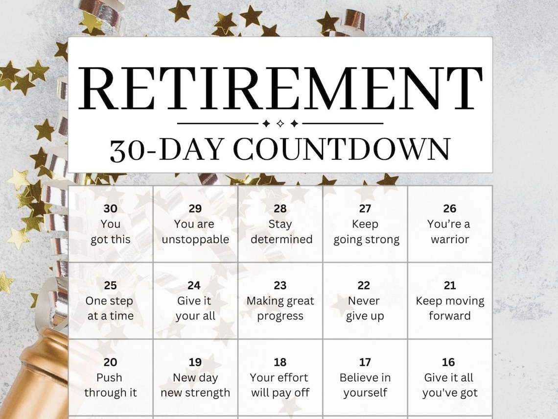 Retirement Countdown Calendar Instant Download Printable PDF - Etsy