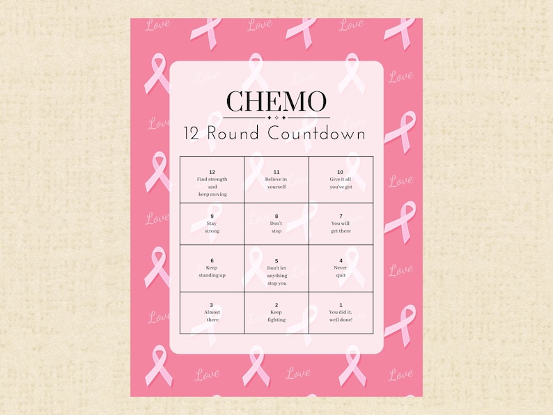 12-round Breast Cancer Chemo Treatment Countdown Calendar Printable ...