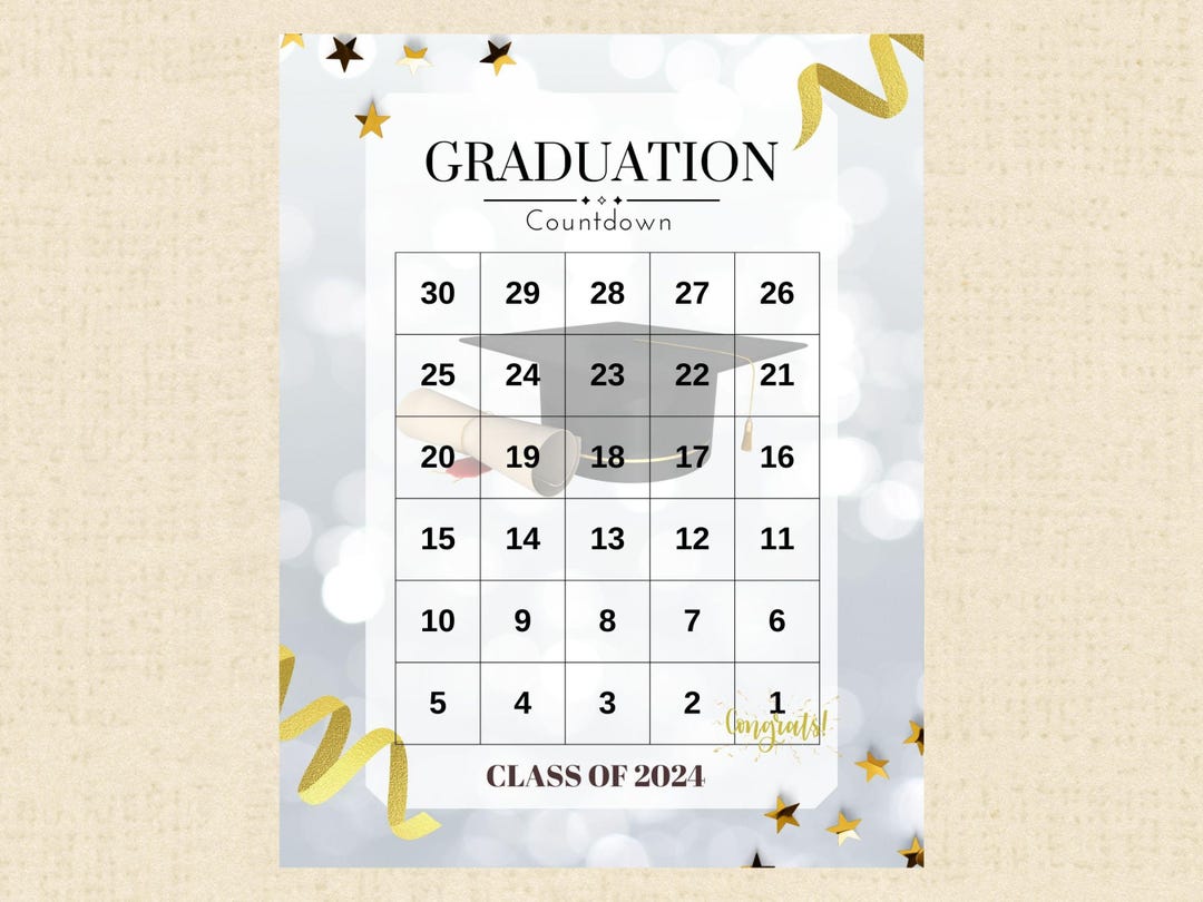 Graduation Countdown Calendar Printable, Graduation Ceremony ...