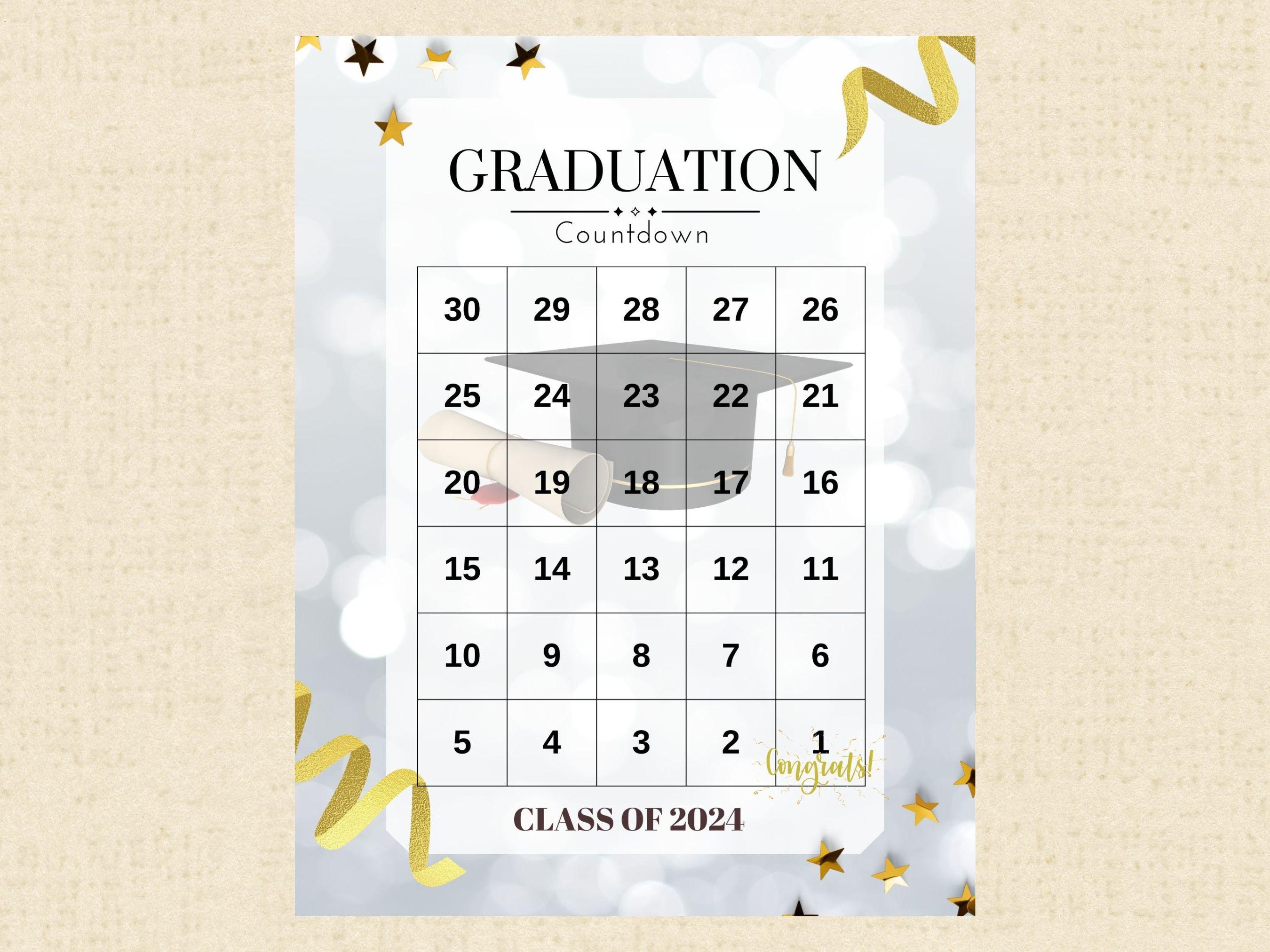 Graduation Countdown Calendar Printable, Graduation Ceremony ...