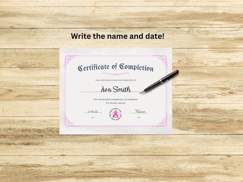 Breast Cancer Radiation Treatment Completion Certificate - Instant ...