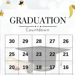 Graduation Countdown Calendar Printable, Graduation Ceremony ...