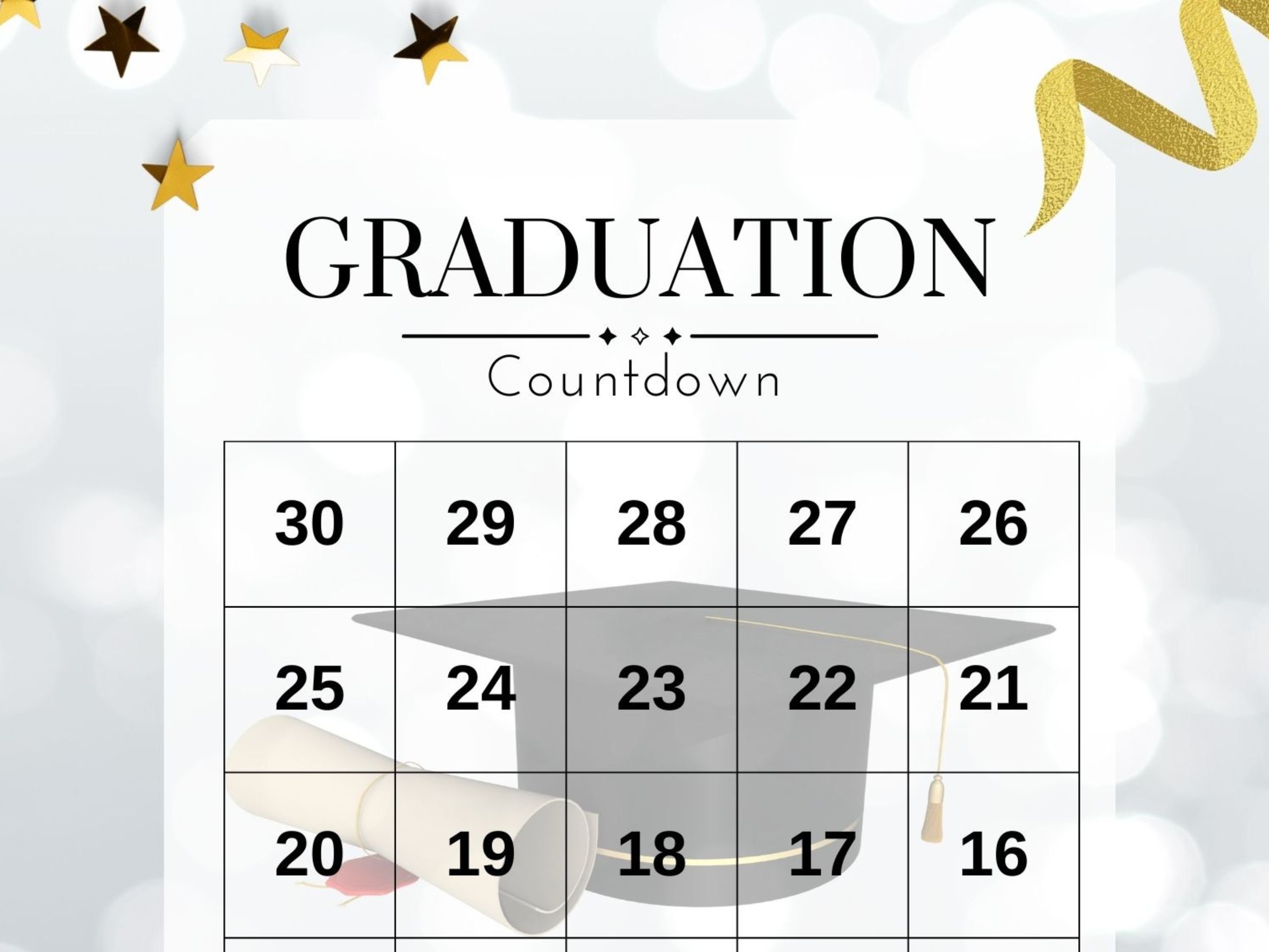 Graduation Countdown Calendar Printable, Graduation Ceremony ...