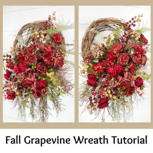 DIY Grapevine Wreath, How to Make A Floral Wreath, Rose Wreath Tutorial ...
