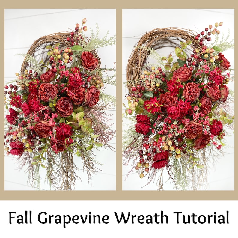 DIY Grapevine Wreath, How to Make A Floral Wreath, Rose Wreath Tutorial, Wreath Video Tutorial ...