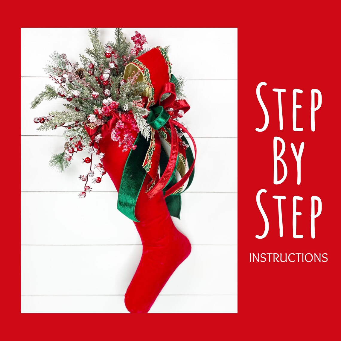 DIY Christmas Stocking Wreath, Christmas Floral Wreath, How to Make A ...