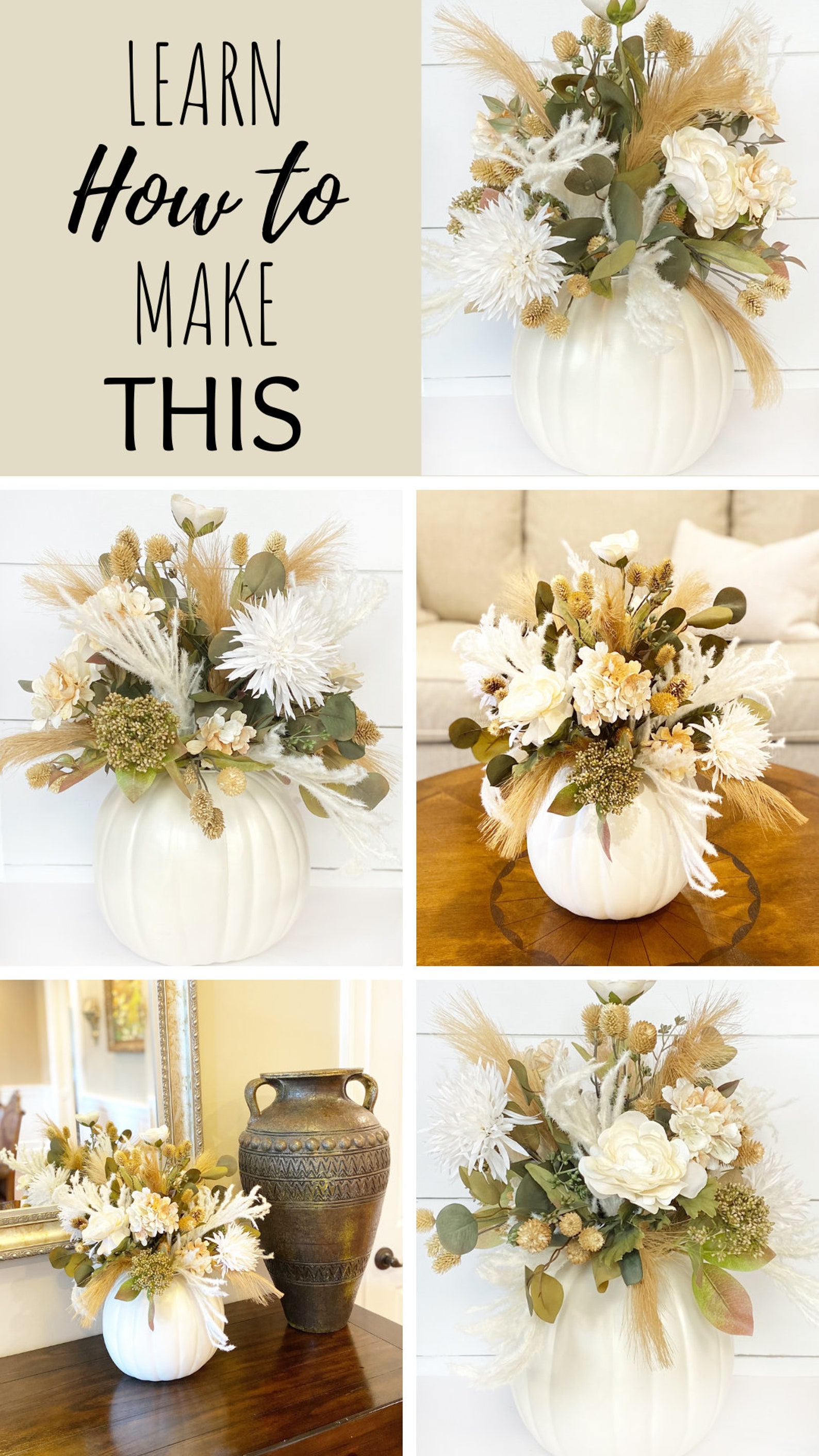 DIY Fall Centerpiece, How to Make Floral Arrangement, Step by Step ...
