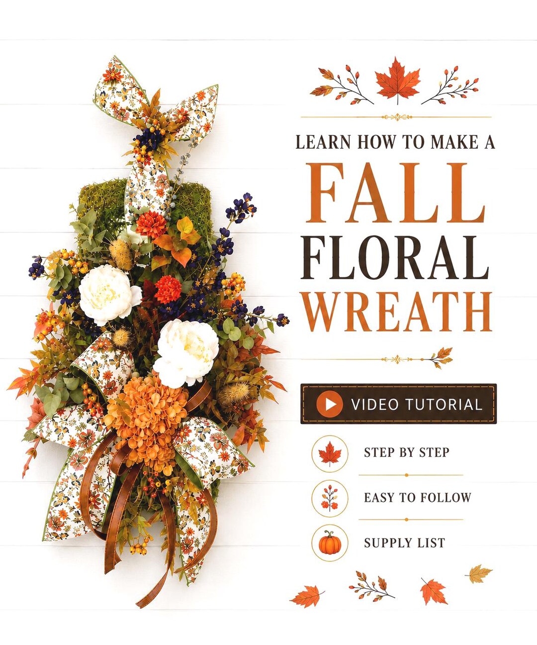 DIY Fall Floral Wreath Video Tutorial - Etsy