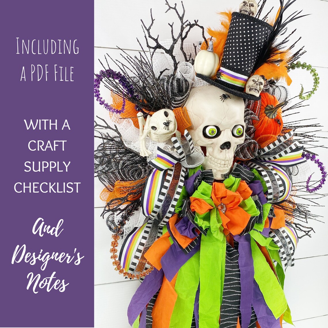 How to Make A Halloween Wreath, DIY Skull Wreath With Rag Bow ...