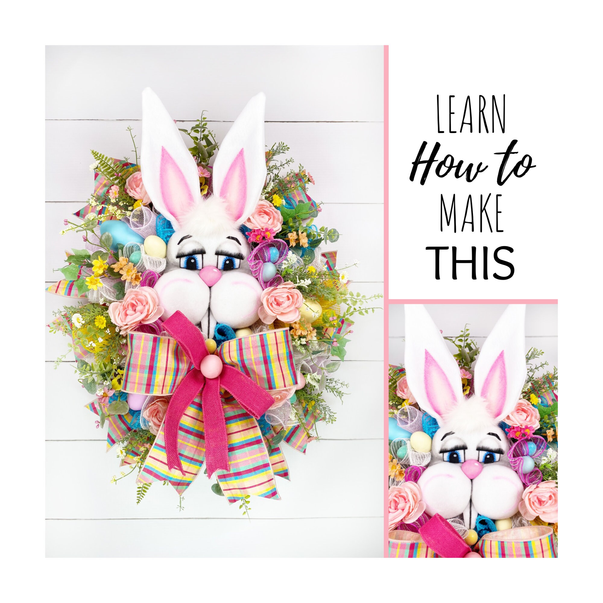 How to Make A Bunny Wreath, DIY Easter Wreath, Step by Step Spring ...