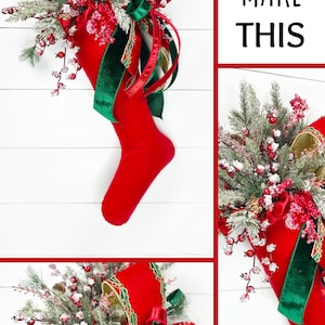 DIY Christmas Stocking Wreath, Christmas Floral Wreath, How to Make A ...