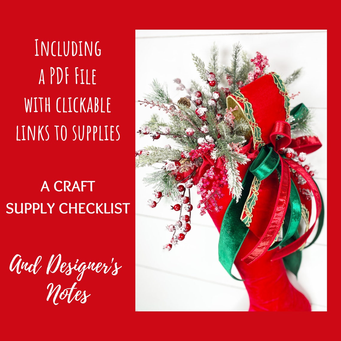 DIY Christmas Stocking Wreath, Christmas Floral Wreath, How to Make A ...