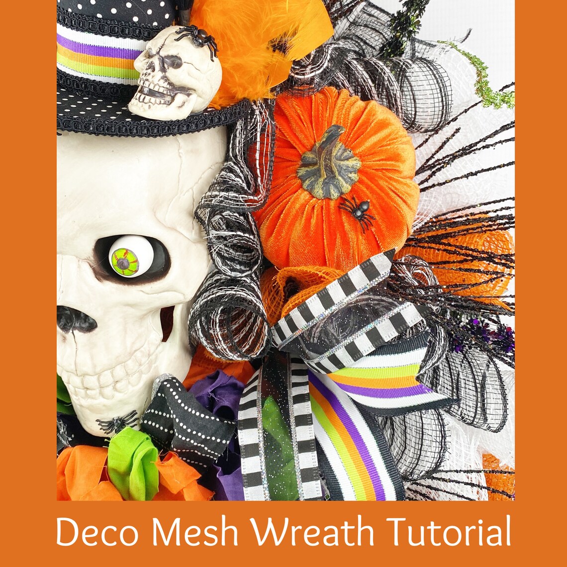 How to Make A Halloween Wreath, DIY Skull Wreath With Rag Bow ...