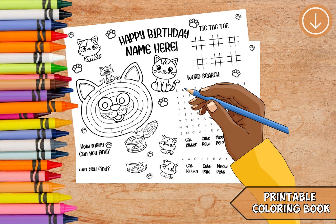 Custom Birthday Kitten Placemat Personalized Happy Birthday Kids ...