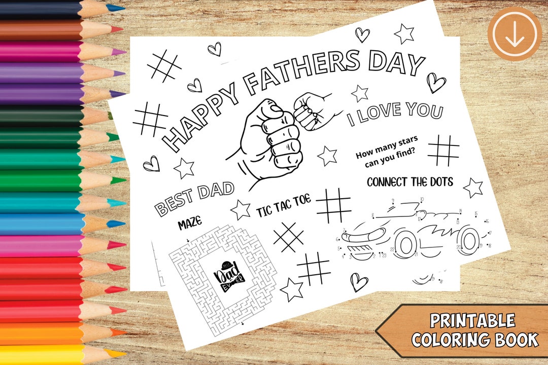 Happy Father's Day Coloring Placemat, Father's Day Gift, Happy Father's ...