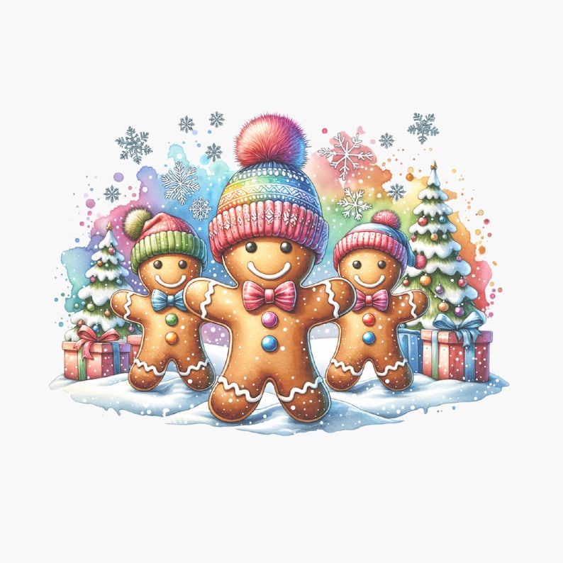 Watercolor Gingerbread Man Png,cute Christmas Cookie Graphics,holiday ...
