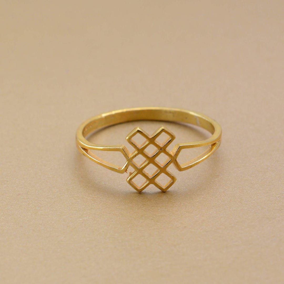 Minimalist Gold-tone Endless Knot Geometric Ring, Christmas Gift - Etsy