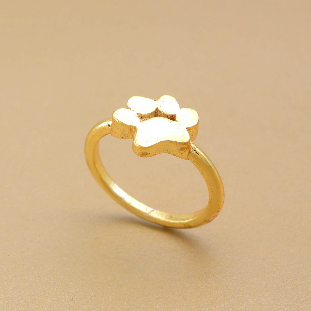 Gold Paw Print Ring – Cute Pet Lover Jewelry, Animal Paw Band ...