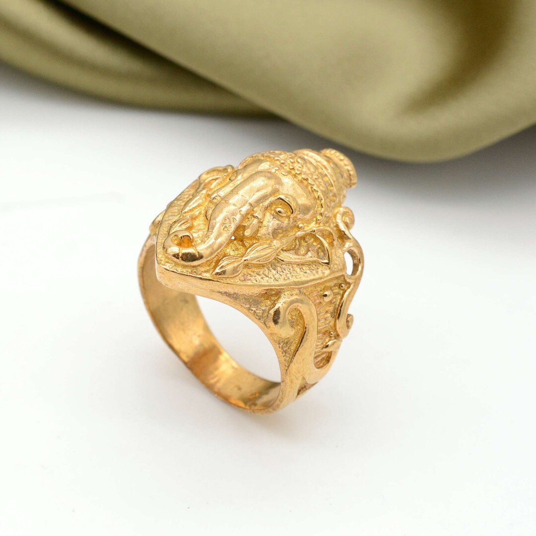 Lord Ganesha Ring, Religious Brass Ring, Elephant Ring Gold, Ganesha ...