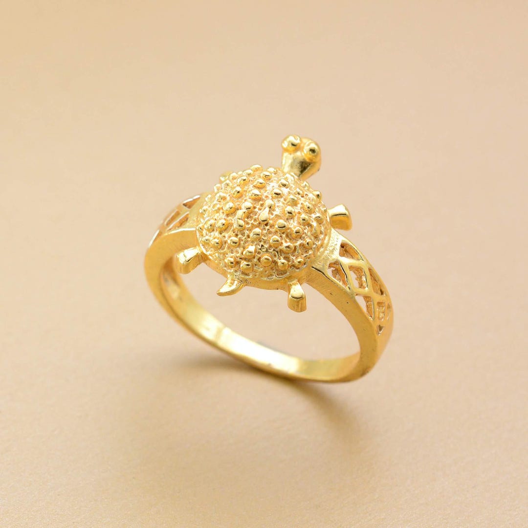 Dainty Turtle Ring, Gold Sea Turtle Ring, Brass Ring, Simple Turtle ...
