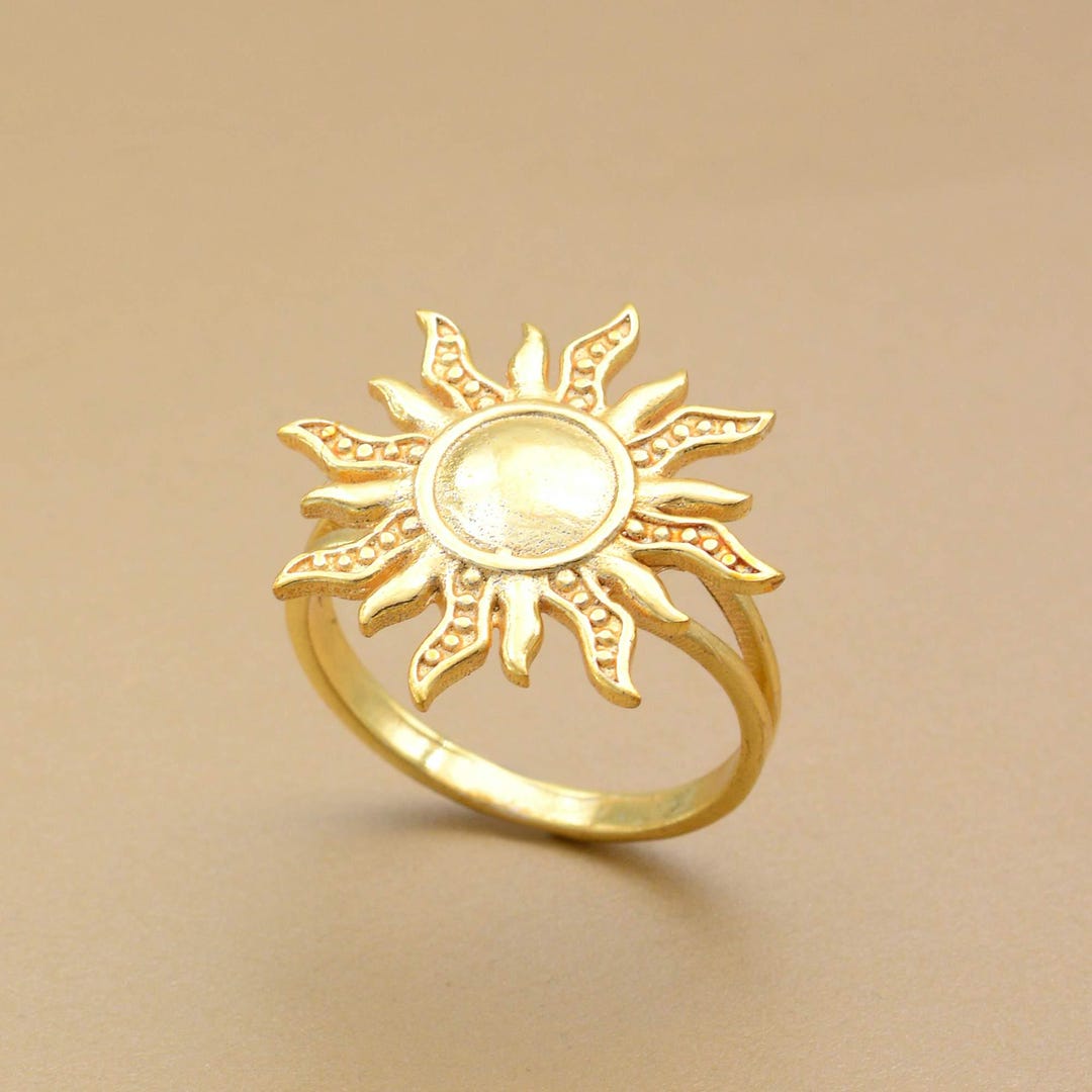 Sun Shape Ring, Beautiful Sun Rays Polished Silver Ring, Summer Style ...