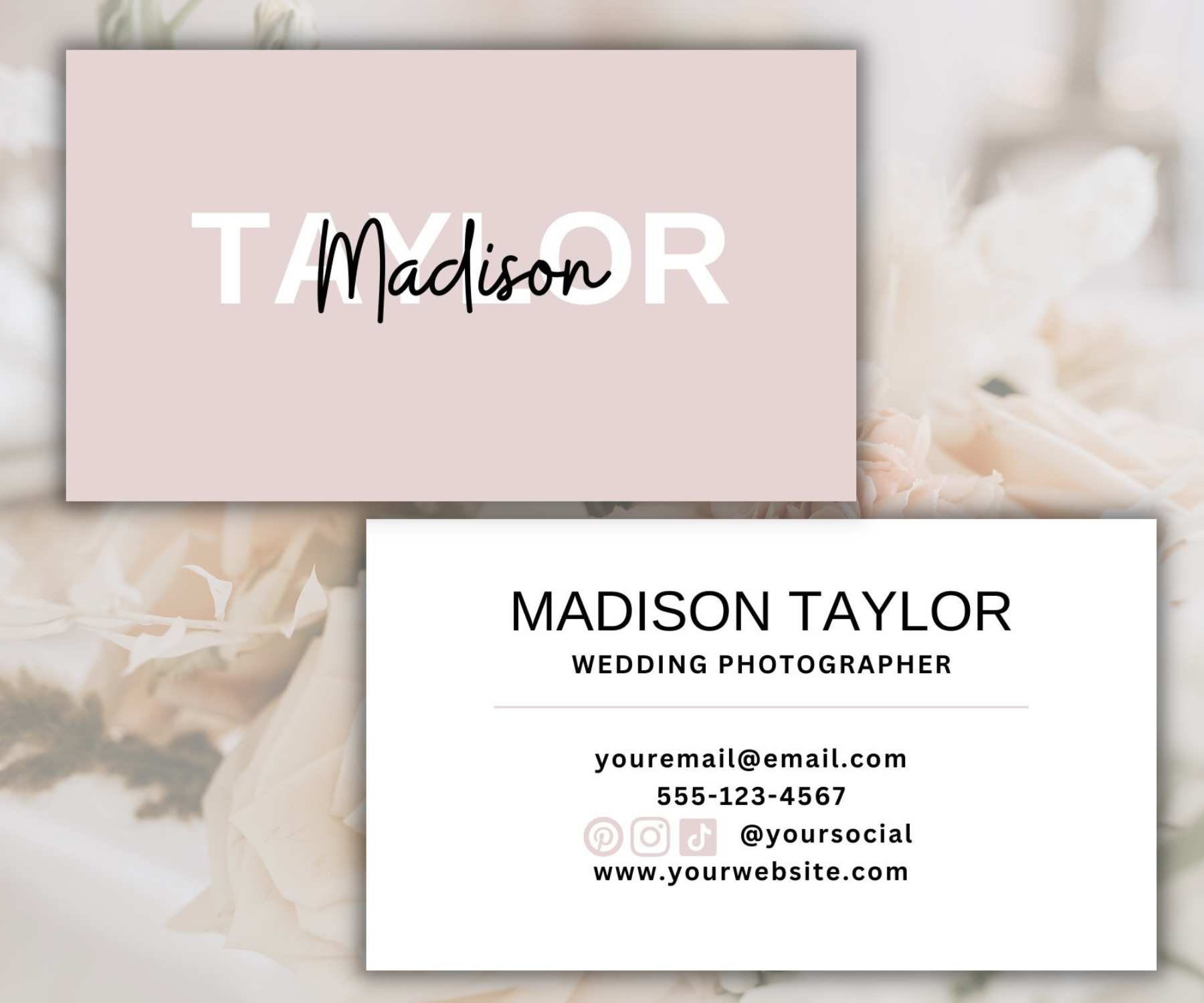 Minimalist Business Card Template, DIY Printable Business Card, Pink ...