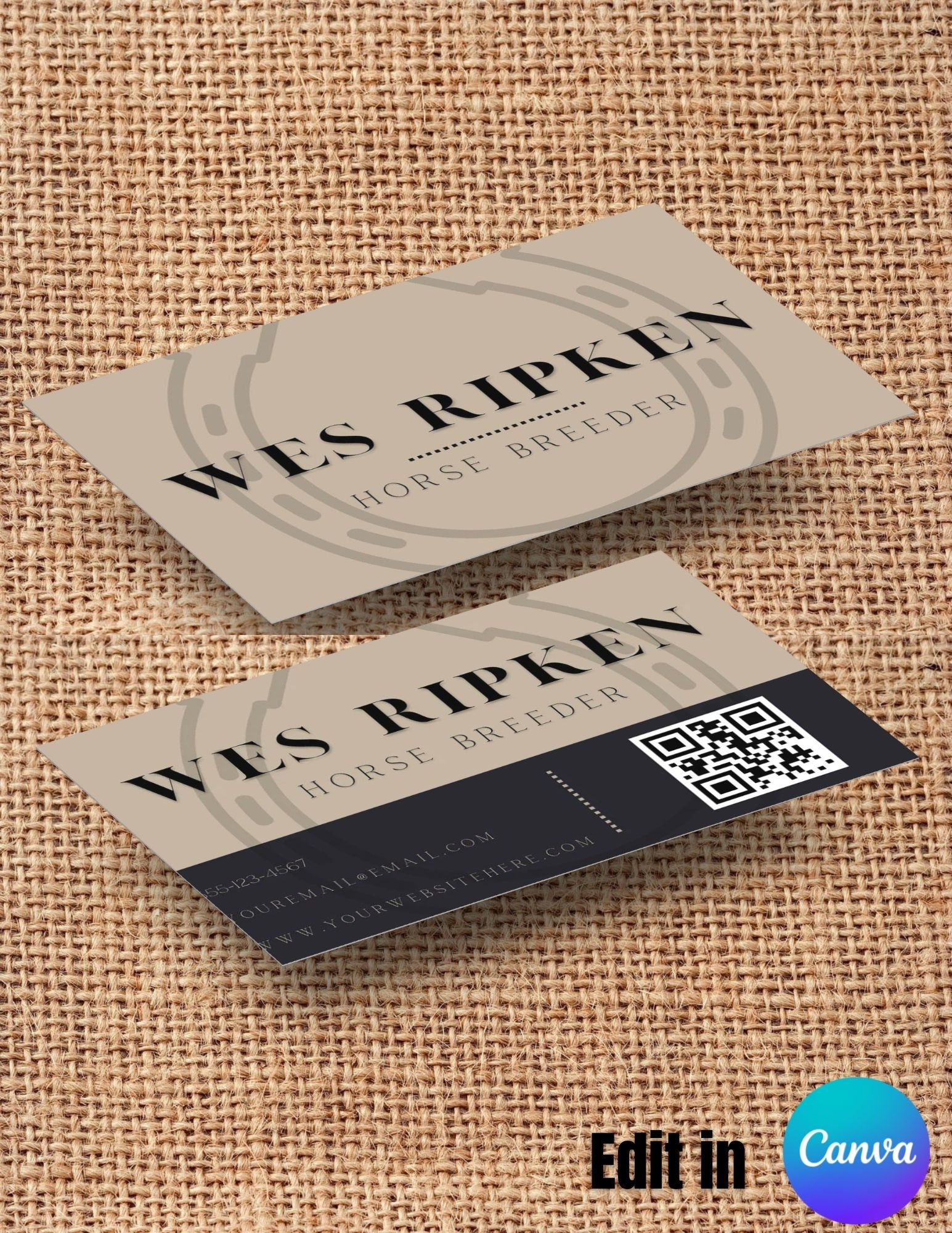 Western Themed Business Card Template, DIY Printable Business Card ...