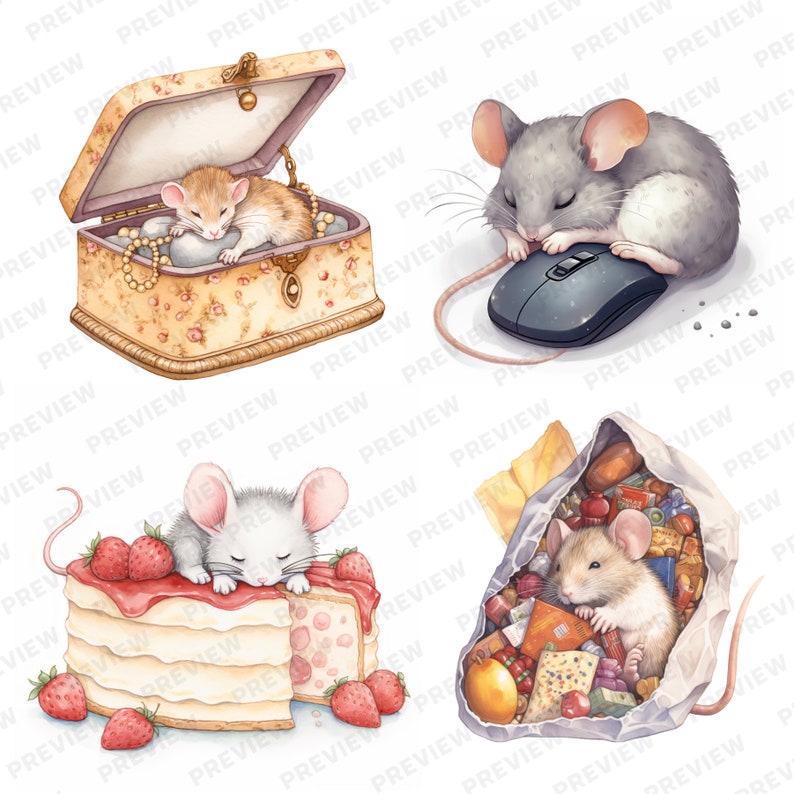 Cute Mouse Clipart: 16 Drawn Mice Illustration for Parents or - Etsy