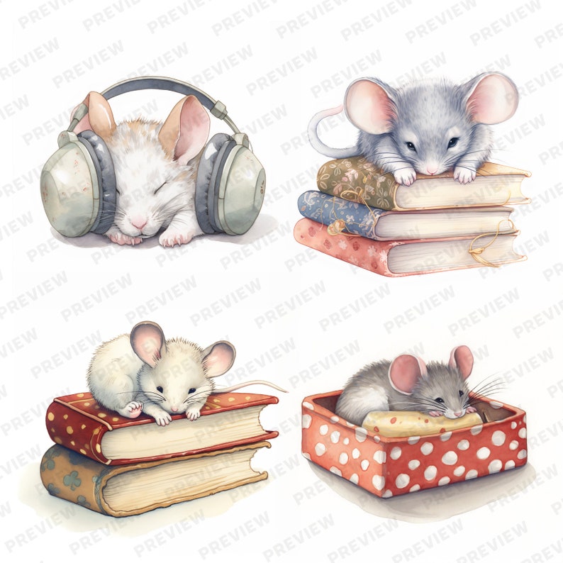 Cute Mouse Clipart: 16 Drawn Mice Illustration for Parents or - Etsy