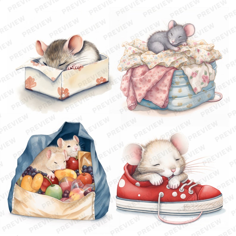 Cute Mouse Clipart: 16 Drawn Mice Illustration for Parents or - Etsy