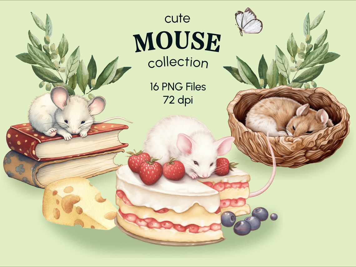 Cute Mouse Clipart: 16 Drawn Mice Illustration for Parents or Teachers ...