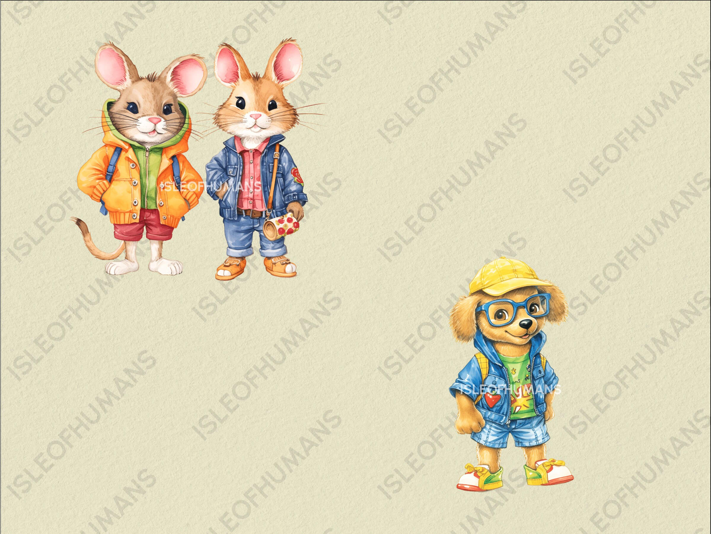 Exclusive Collection: High-end Y2K Pets Fashion Clipart, 10 Drawn Pet ...