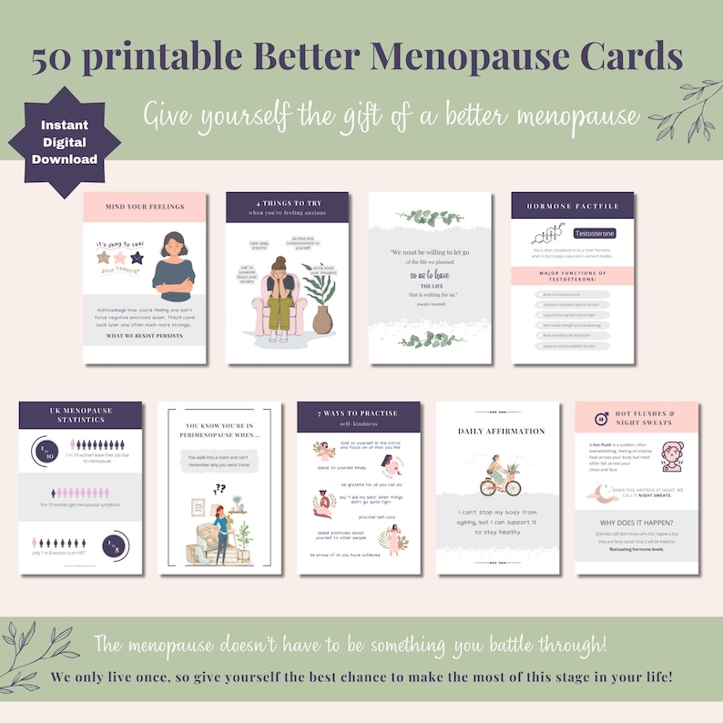 50 Printable Better Menopause Cards for Better Wellbeing in ...