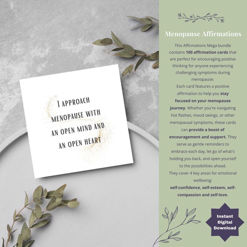 100 Printable Positive Affirmation Cards for Perimenopause and Post ...