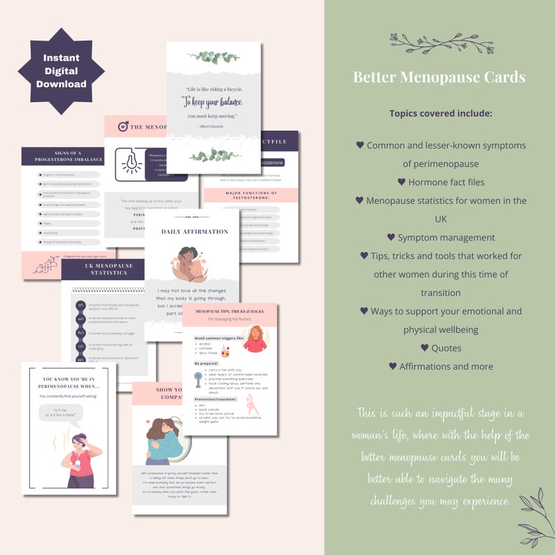 50 Printable Better Menopause Cards for Better Wellbeing in ...