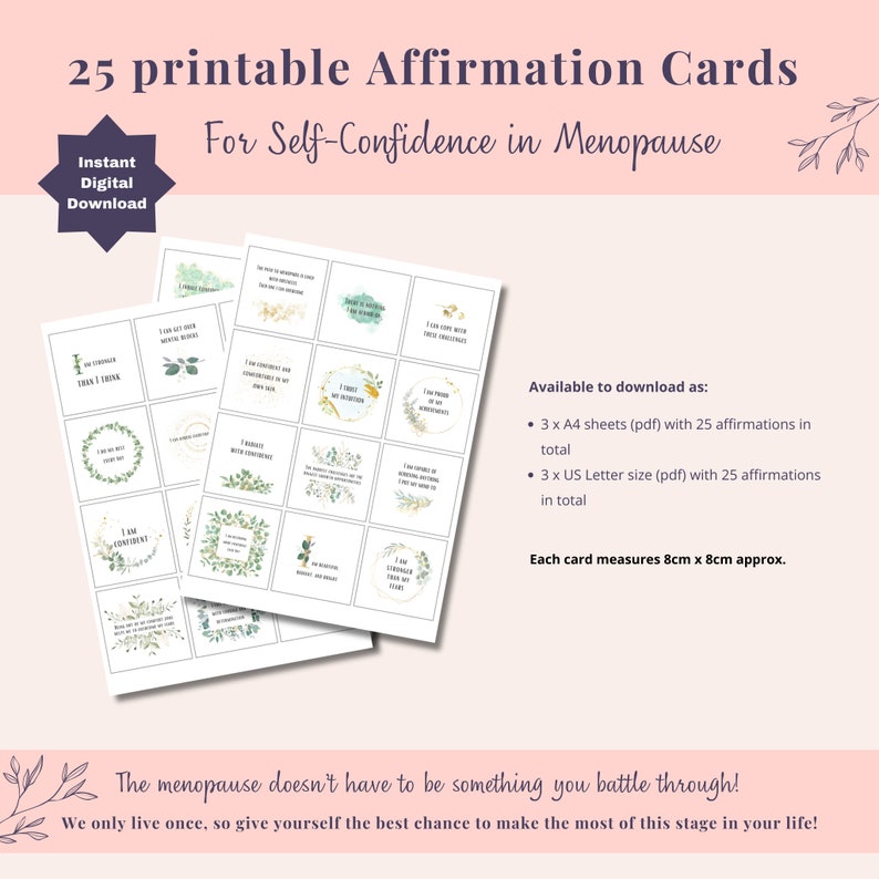 25 Printable Menopause Affirmation Cards for Self-confidence - Etsy