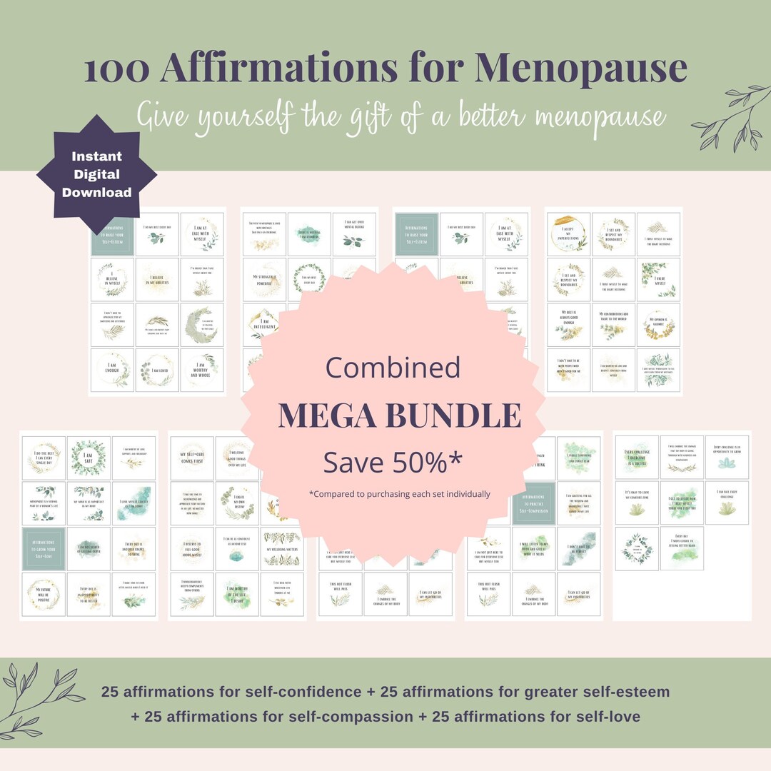 100 Printable Positive Affirmation Cards for Perimenopause and Post ...