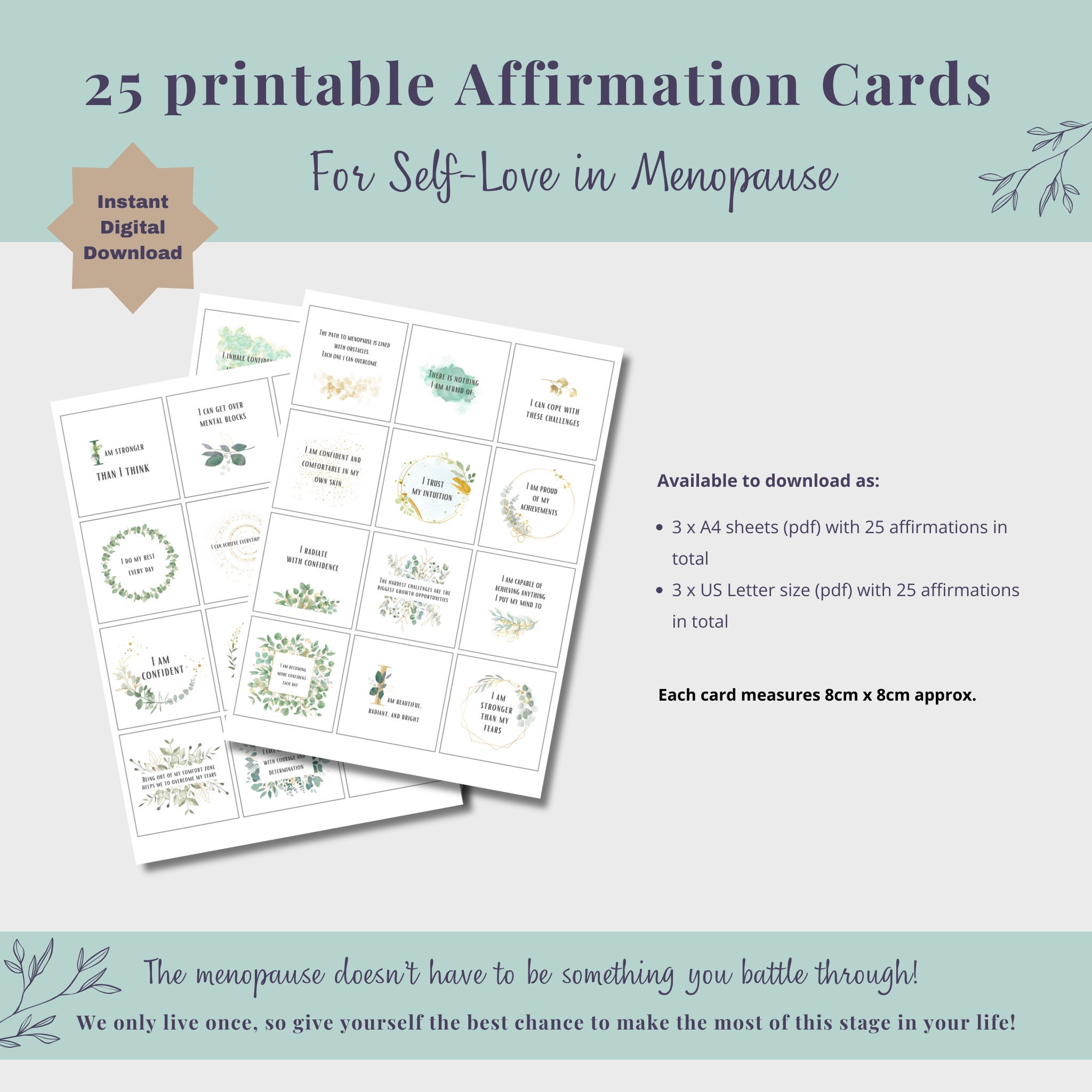 25 Printable Affirmation Cards for Self-love in Perimenopause and After ...