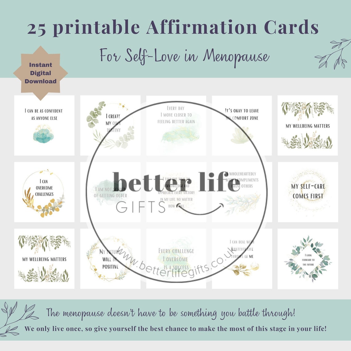 25 Printable Affirmation Cards for Self-love in Perimenopause and After ...