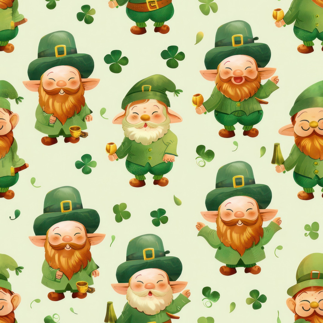 Leprechaun and Four Leaf Clovers - Etsy