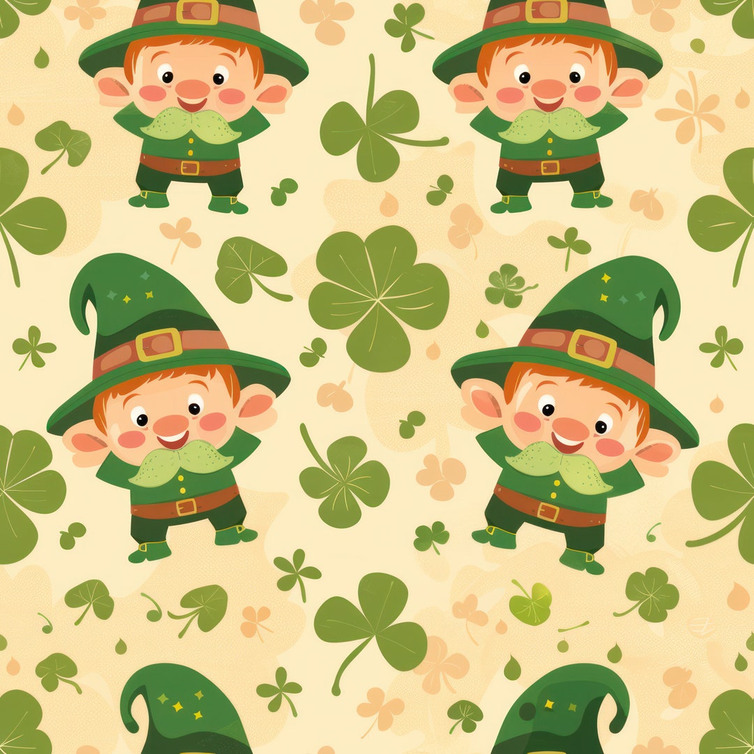 Leprechaun and Four Leaf Clovers - Etsy