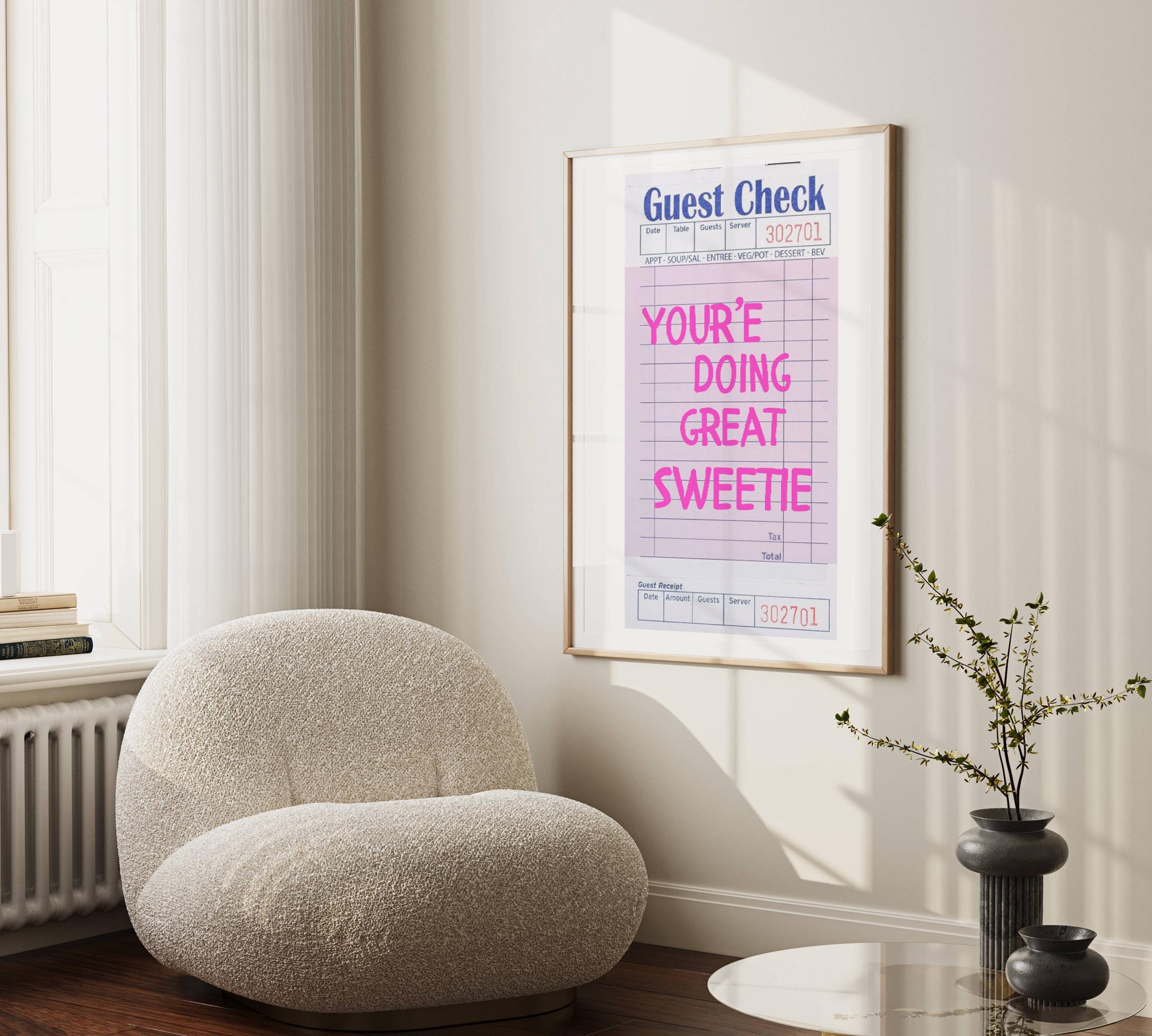 You're Doing Great Sweetie Guest Check Poster Preppy Dorm Decor, Pink ...