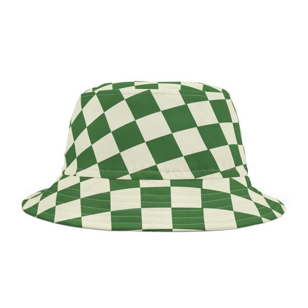 Green Checkered Bucket Hat - Etsy