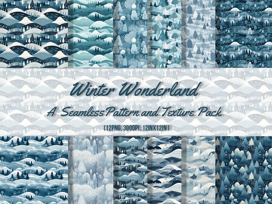 Winter Wonderland Seamless Digital Paper Collection - 12 PNG Files ...